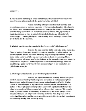 International Business and Trade Activity 2 - ACTIVITY 2 1.) Simple ...