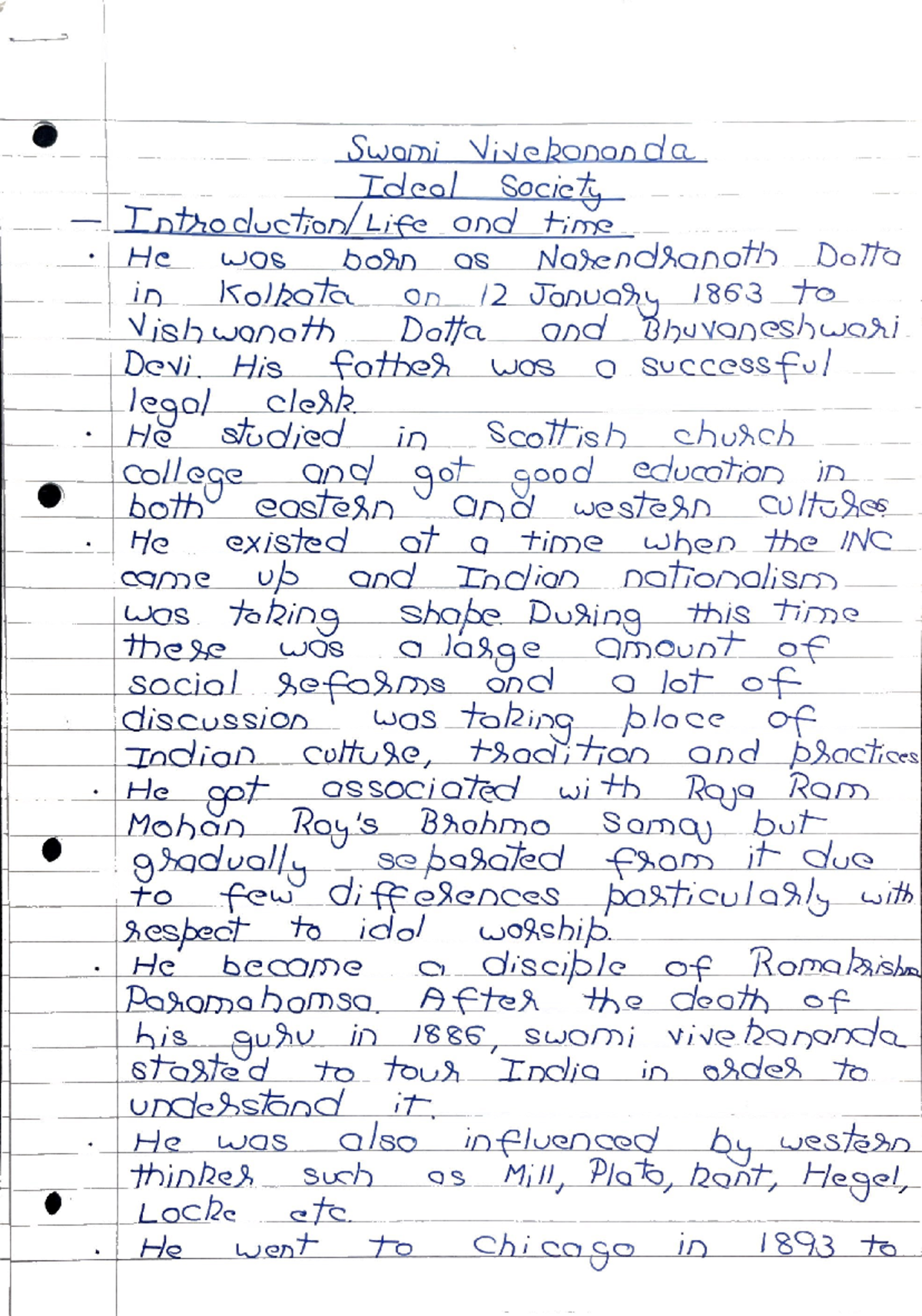 Swami Vivekananda - Summary BA(P) political science - ####### S w a n i ...