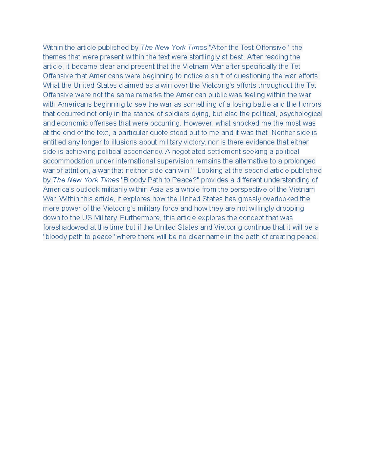 Tet venture 1968 - Within the article published by The New York Times ...
