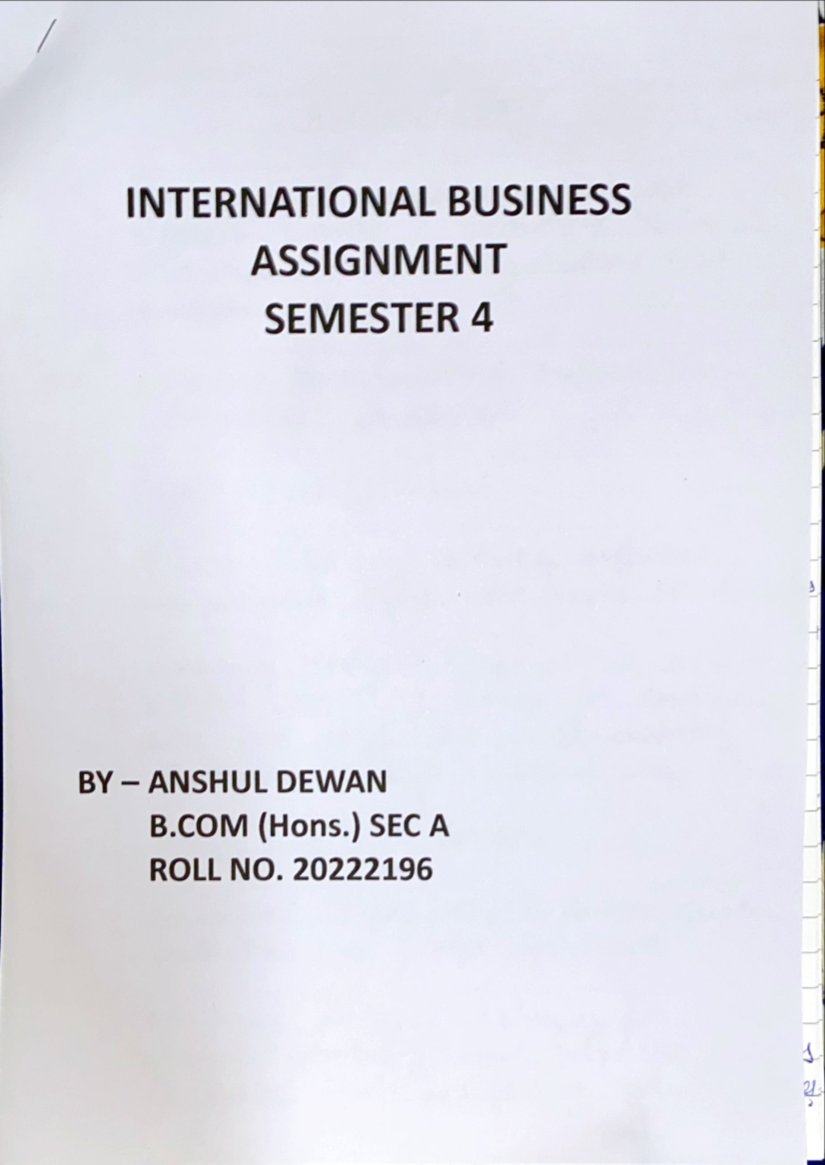 Anshul Dewan 20222196 International Business Assignment - B.com (hons ...