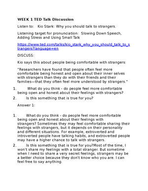 WEEK 4 TED Talk Discussion - WEEK 4: TED Talk Discussion Listen to ...
