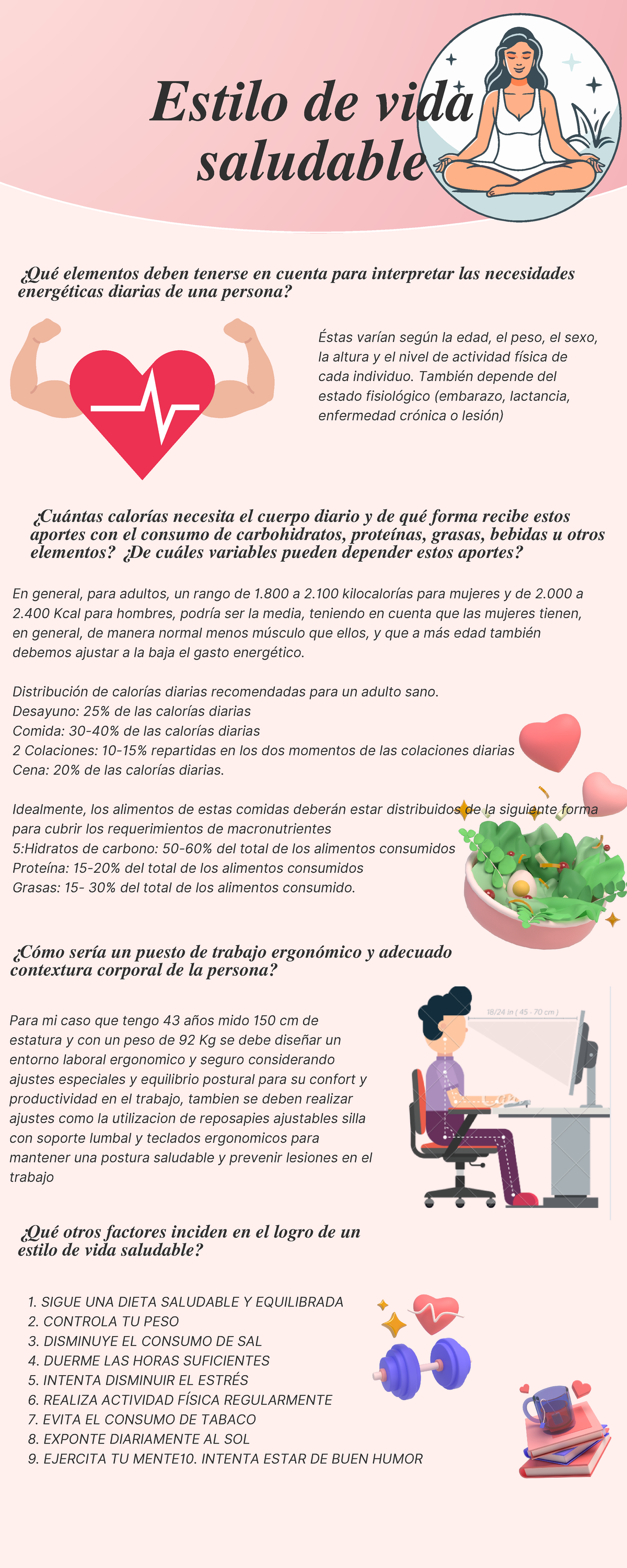 Infografía Vida Saludable Ilustrado Naranja y Rosa - En general, para ...