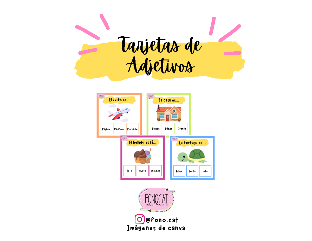 Ilideñzjcñoasjda - Tarjetas de Adjetivos @fono Imágenes de canva El ...