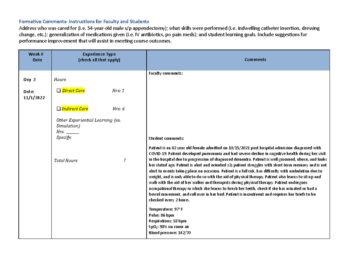 Clinical Communication 2 - Formative Comments- Instructions for Faculty ...