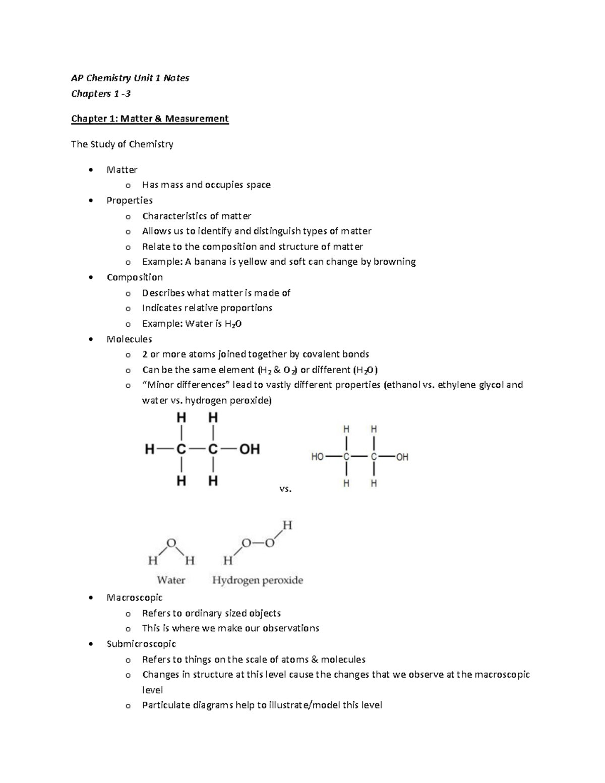 Unit 1 Notes Ch 1 and 2 - Students must know this information over ...