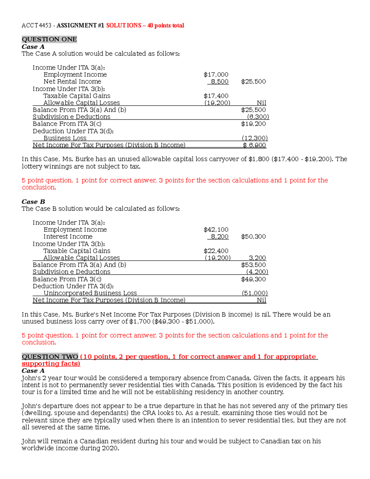 ACCT 4453 Assignment 1 Solutions - ACCT 4453 - ASSIGNMENT #1 SOLUTIONS – 40 points total ...