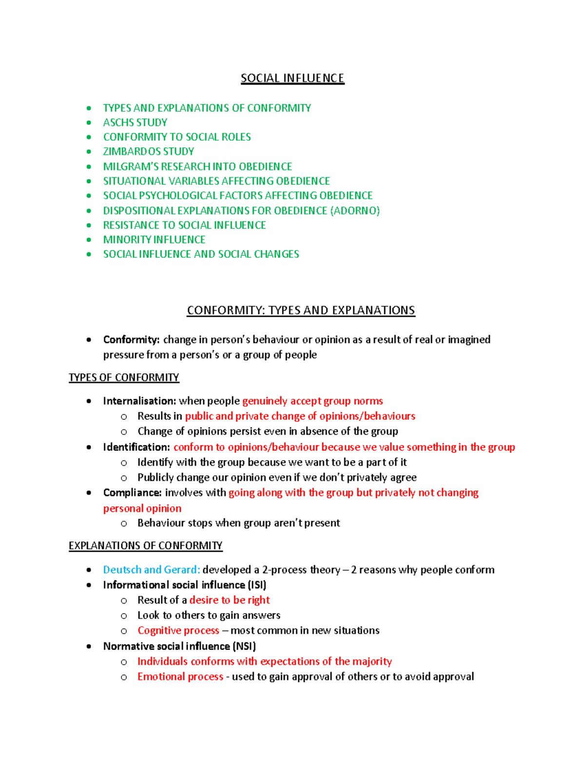 Social Influence - SOCIAL INFLUENCE • TYPES AND EXPLANATIONS OF ...