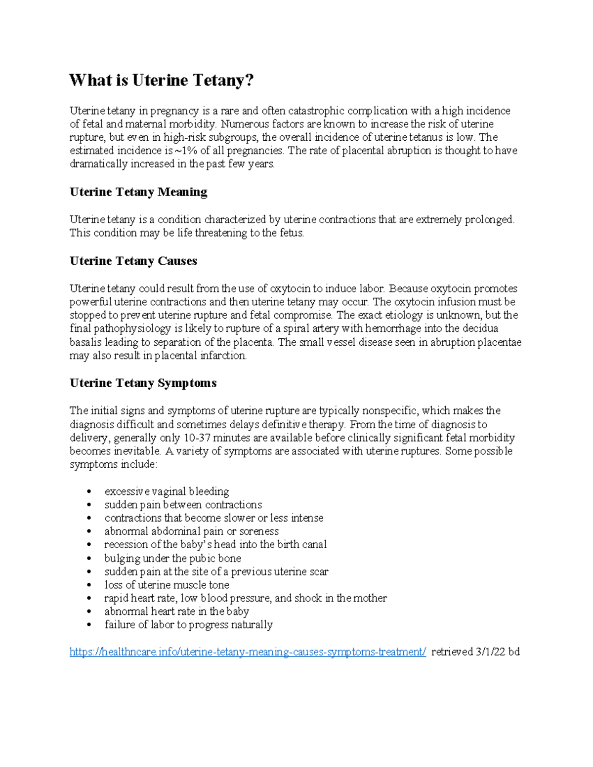 What is Uterine Tetany - What is Uterine Tetany? Uterine tetany in ...