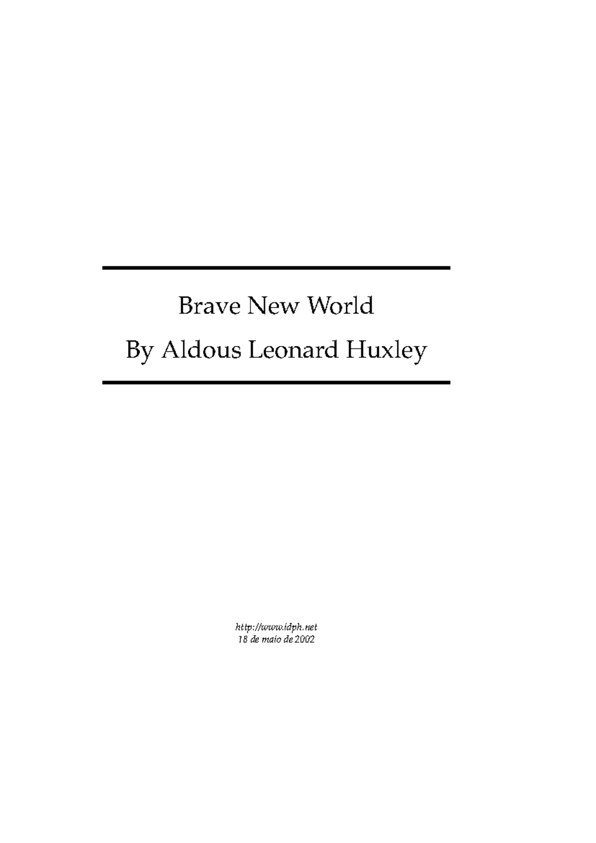 Brave New World - A classic English literature - Brave New World By ...