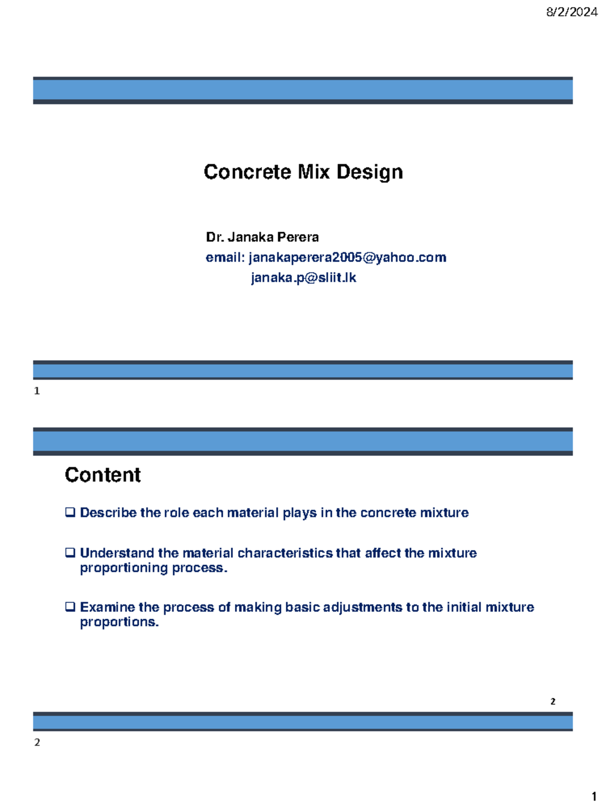 Txt (22) - Workshop assignments - Concrete Mix Design Dr. Janaka Perera ...