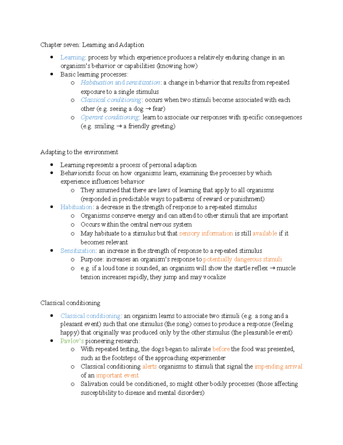 Psychology week ten - Michael L Atkinson - Chapter seven: Learning and ...