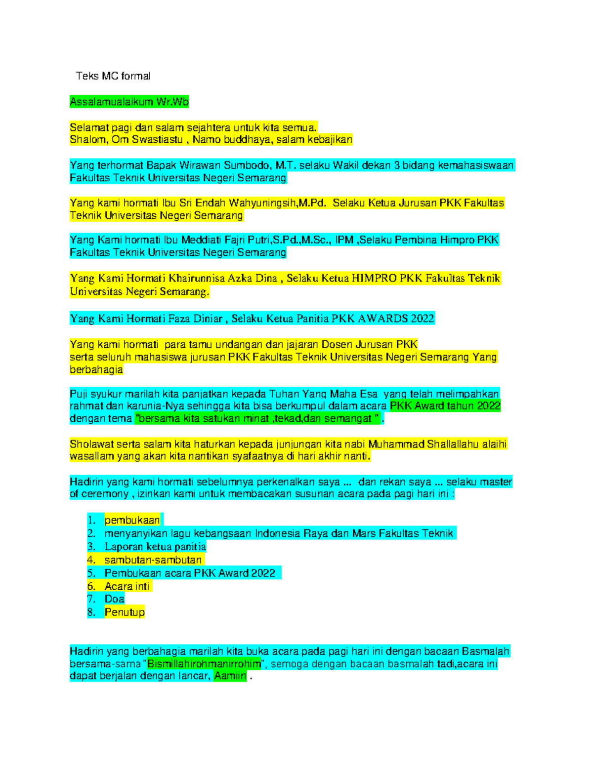 Teks MC Formal PKK award fix - Teks MC formal Assalamualaikum Wr Selamat pagi dan salam ...