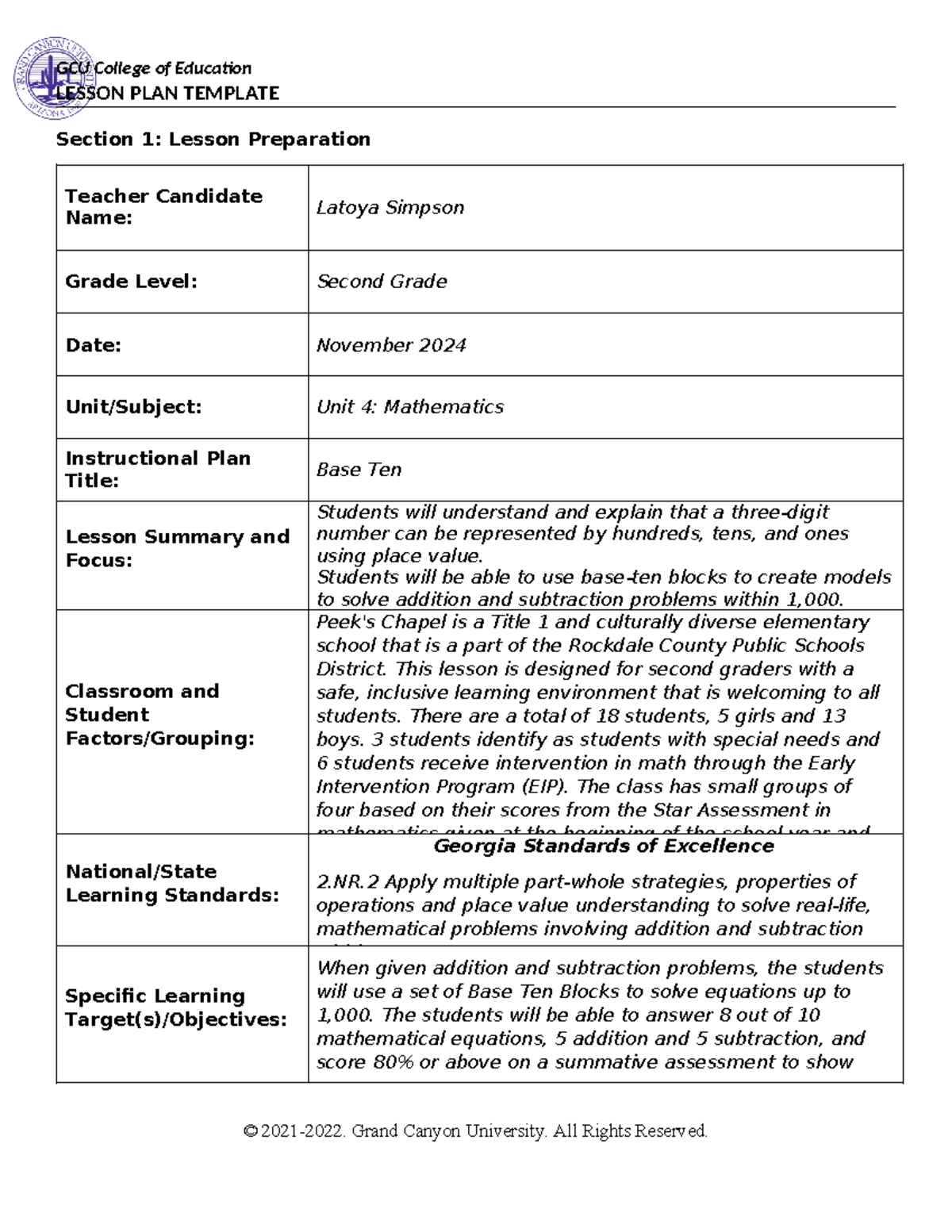 Drafting Questions - LESSON PLAN TEMPLATE Section 1: Lesson Preparation ...