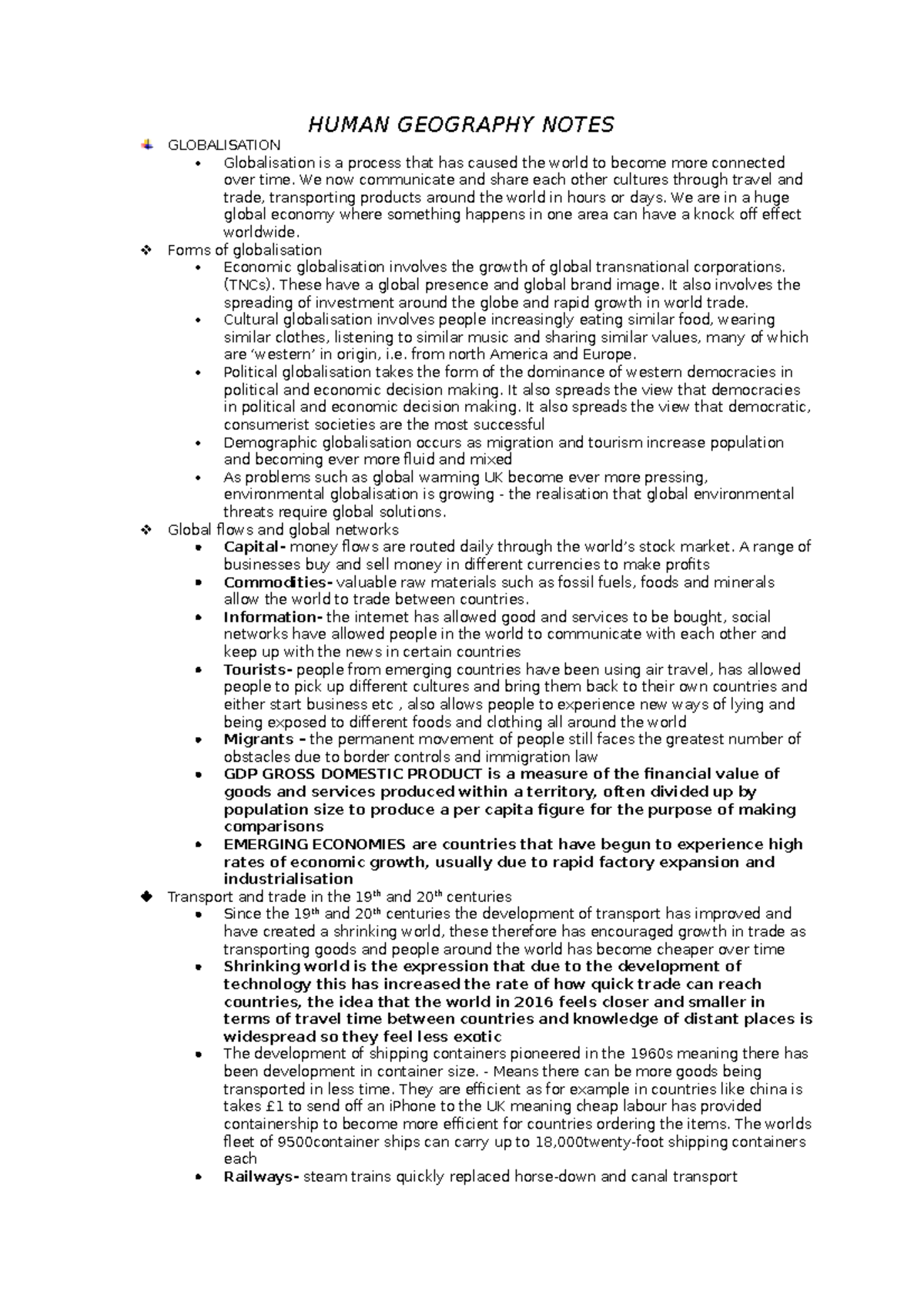 Human geog notes - UEL4GIS - LSBU - Studocu