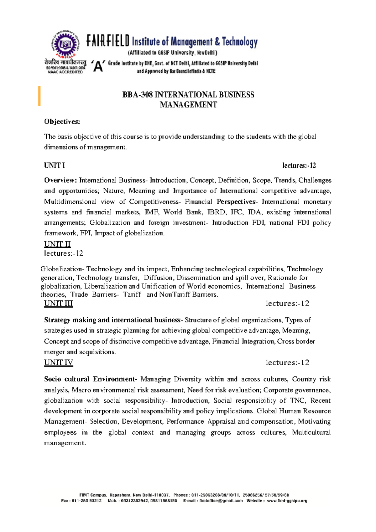 International trade study materials - BBA-308 INTERNATIONAL BUSINESS ...