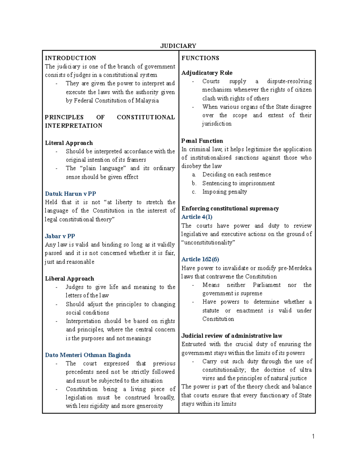 Consti Finals 2024 - JUDICIARY INTRODUCTION The judiciary is one of the ...