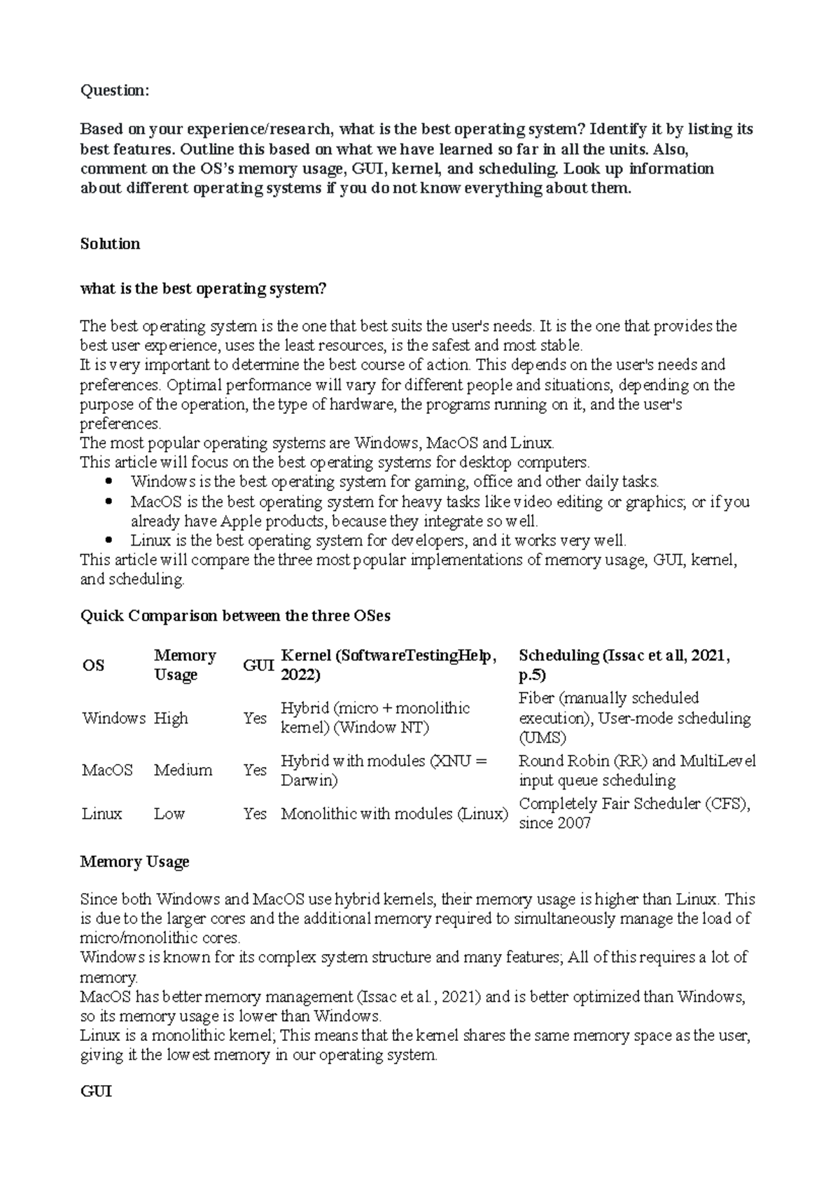 CS 2301 Assignment Unit 7 - Question: Based on your experience/research, what is the best ...