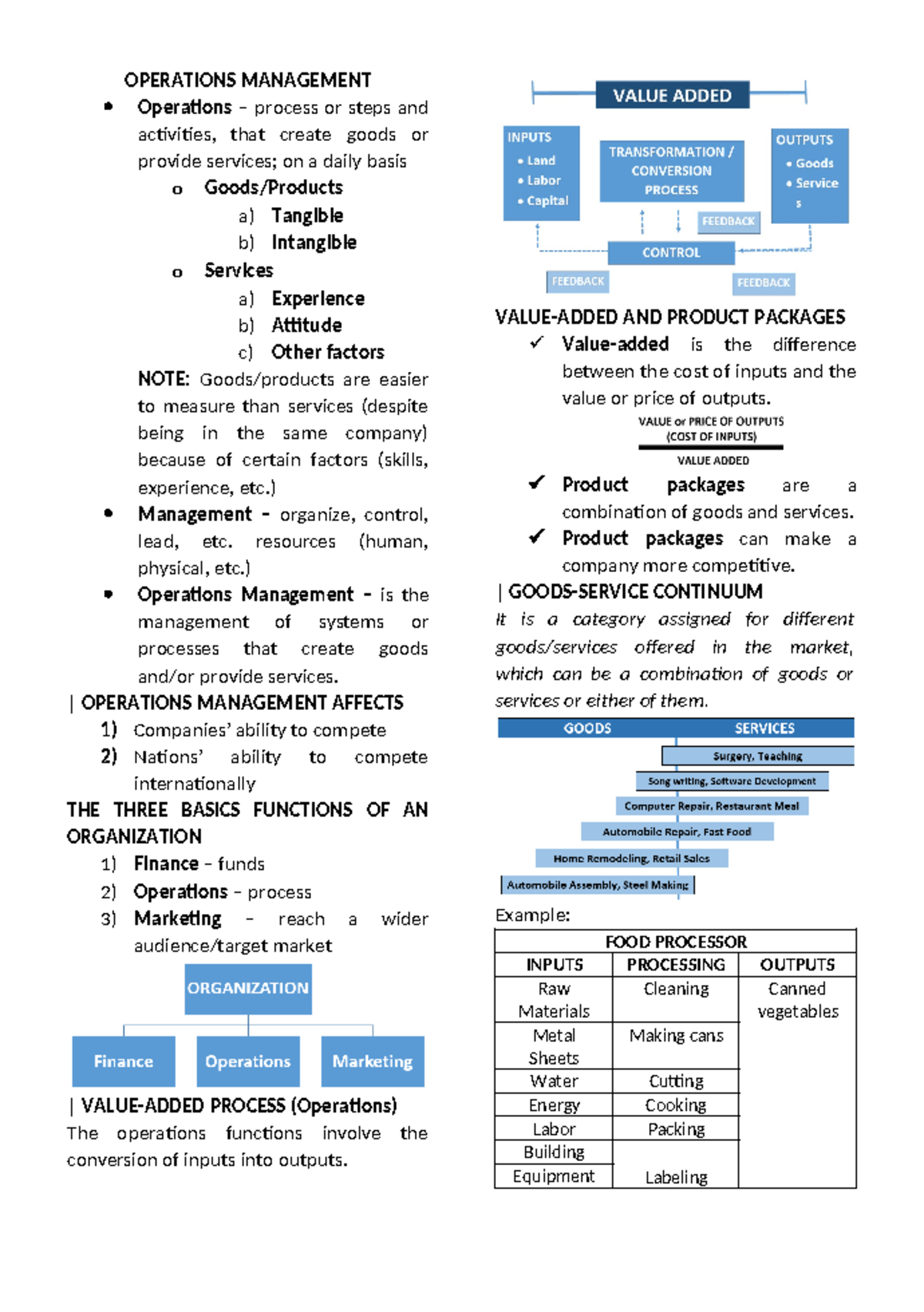 OM-TQM - OPERATIONS MANAGEMENT Operations – process or steps and ...