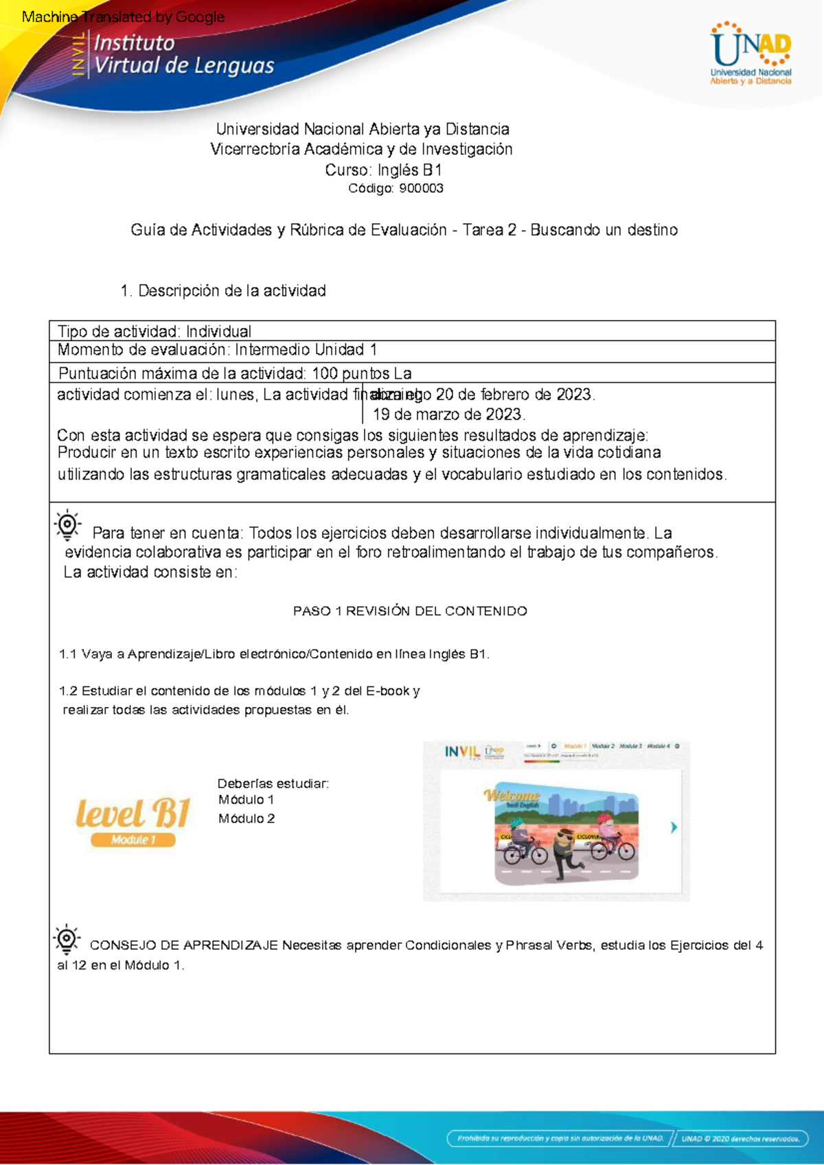 Activities guide and evaluation rubric - Unit 1 - Task 2 - Looking for ...