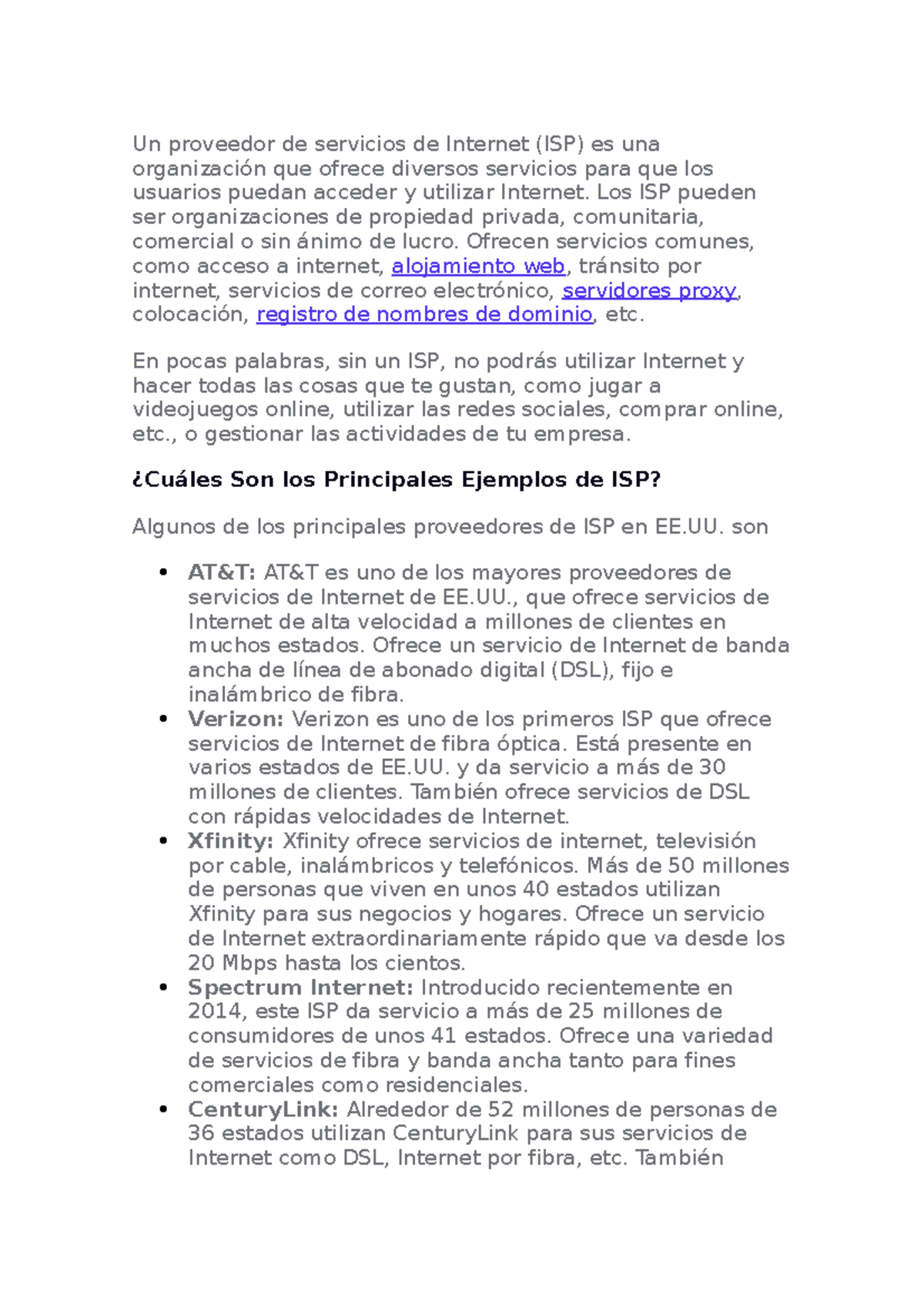 Isp - isp - Un proveedor de servicios de Internet (ISP) es una ...