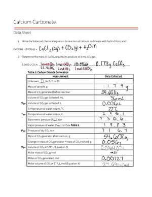 Experiment 8 - lab report - Experiment 8 Limiting Reactant The ...