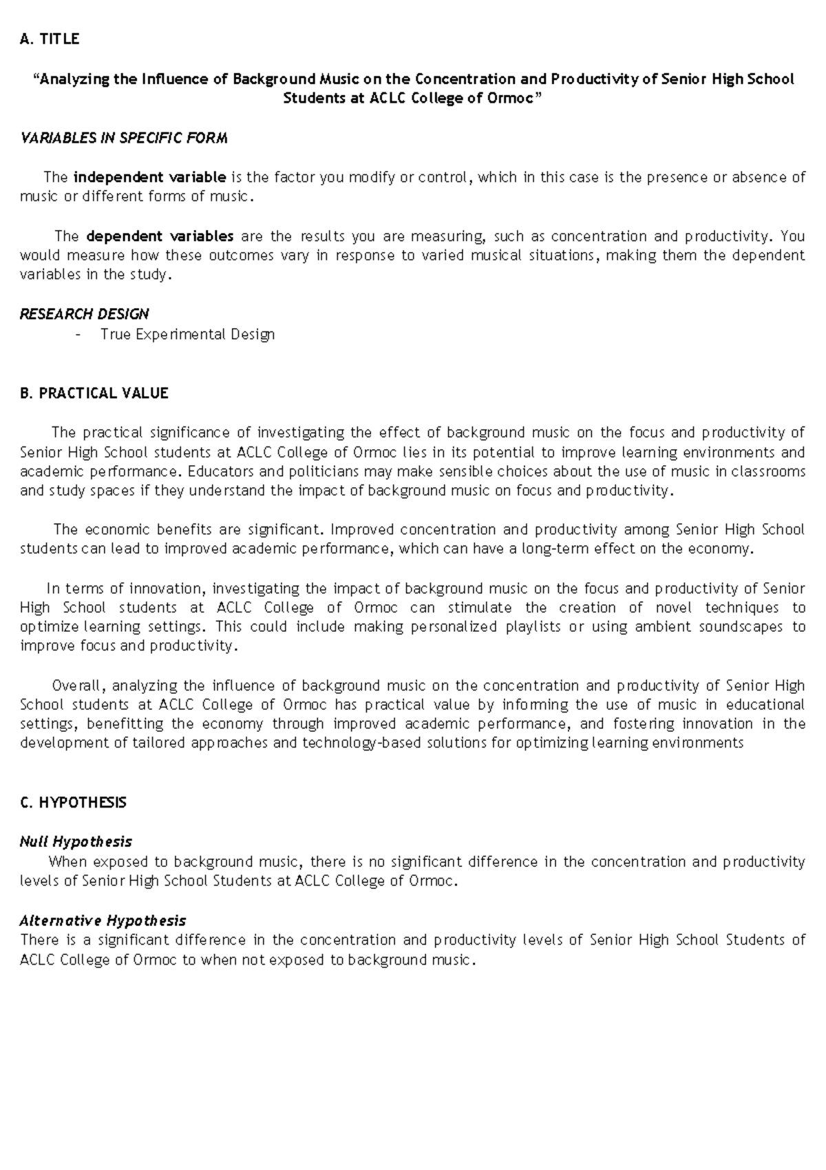 Research-1 - ngi - A. TITLE “Analyzing the Influence of Background ...