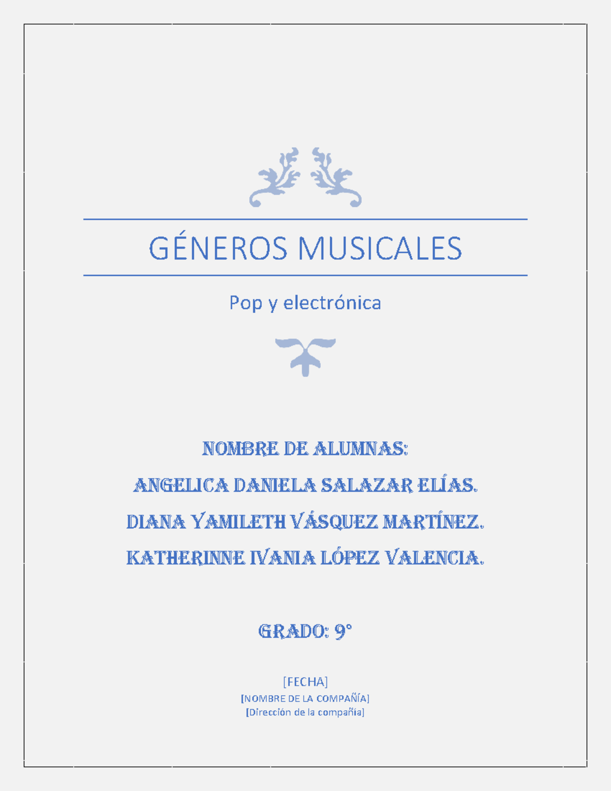Generó pop y electrónica - GÉNEROS MUSICALES Pop y electrónica Nombre ...