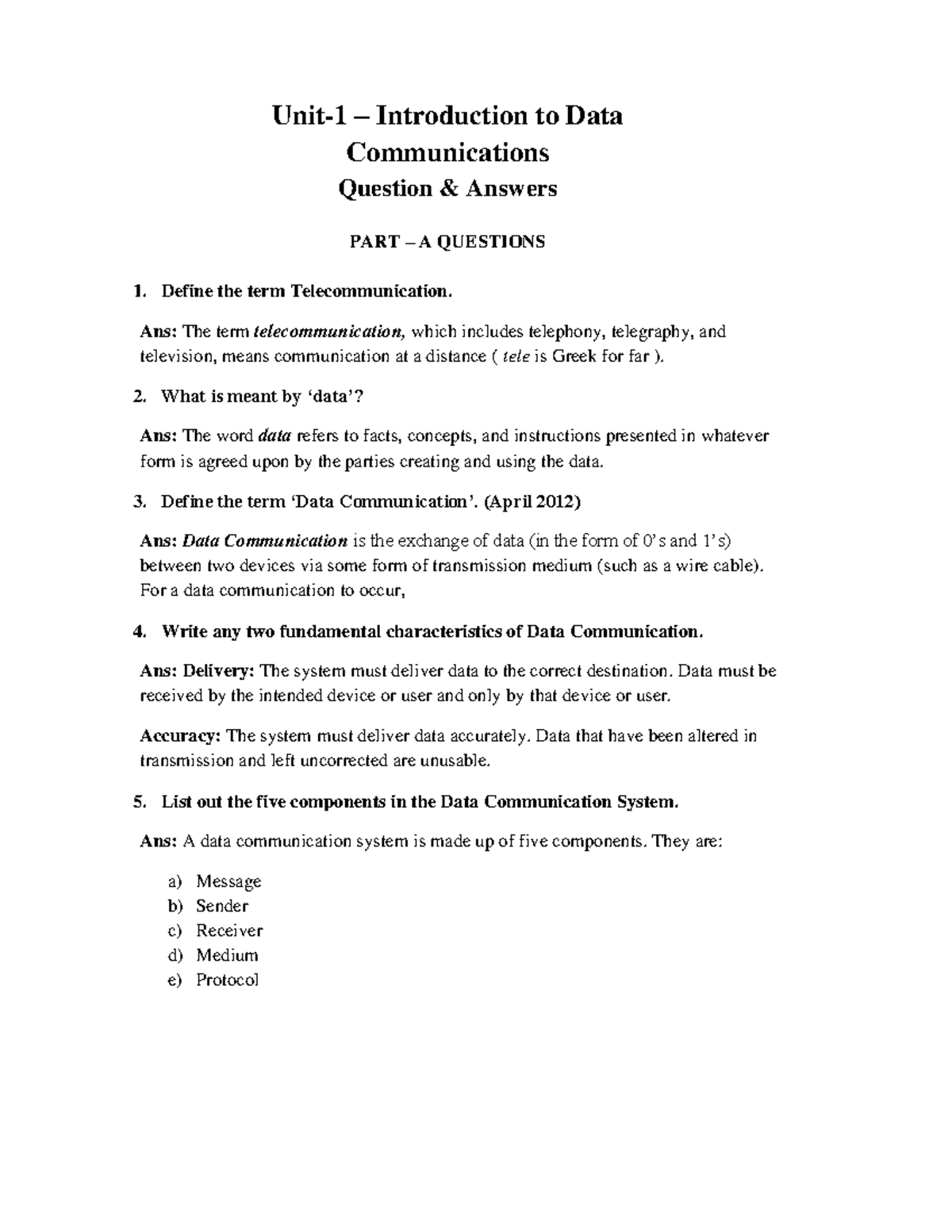 Data-Communication-Networks Question bank-converted - Unit-1 ...