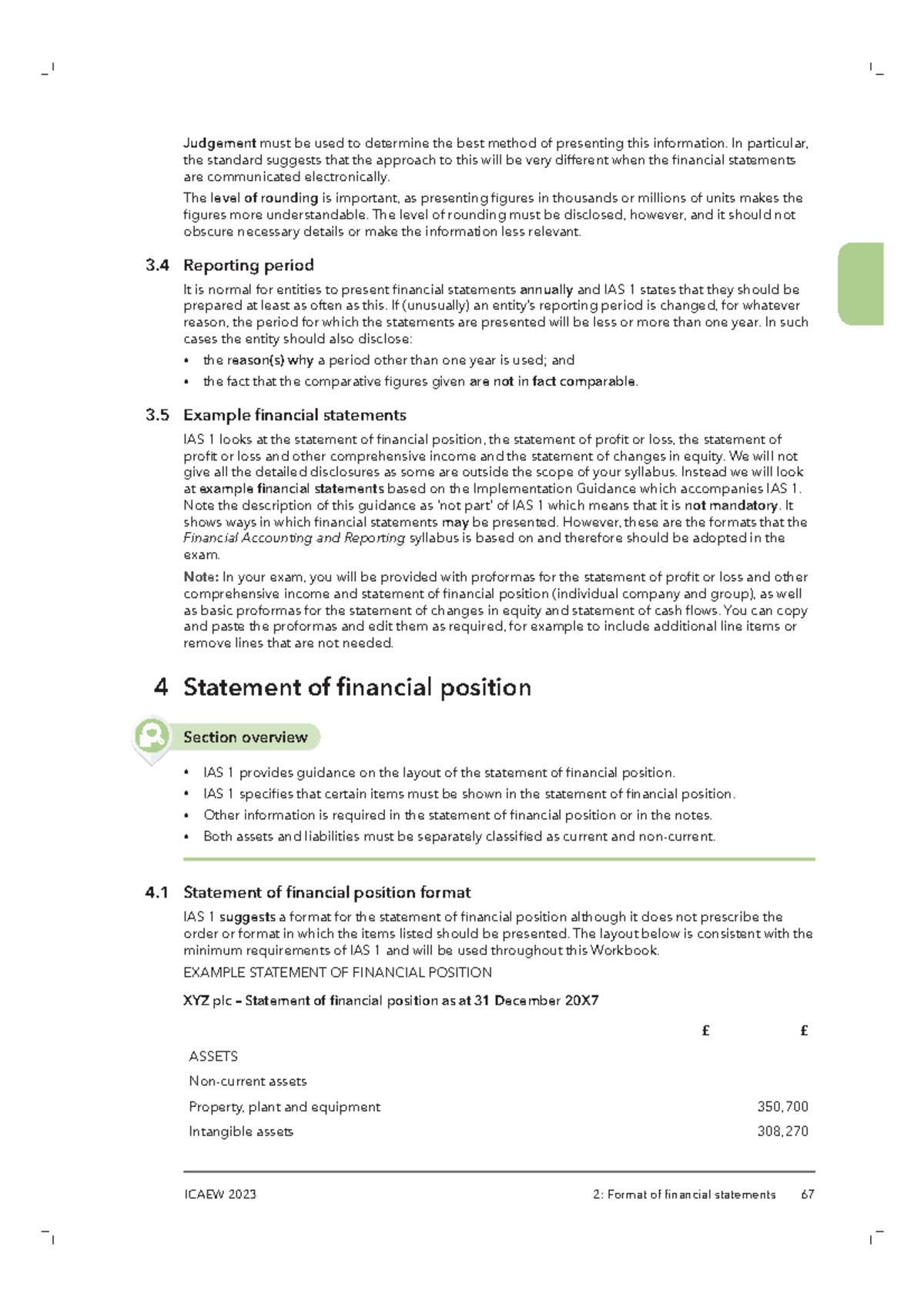 Example Statement OF Financial Position - Judgement must be used to ...