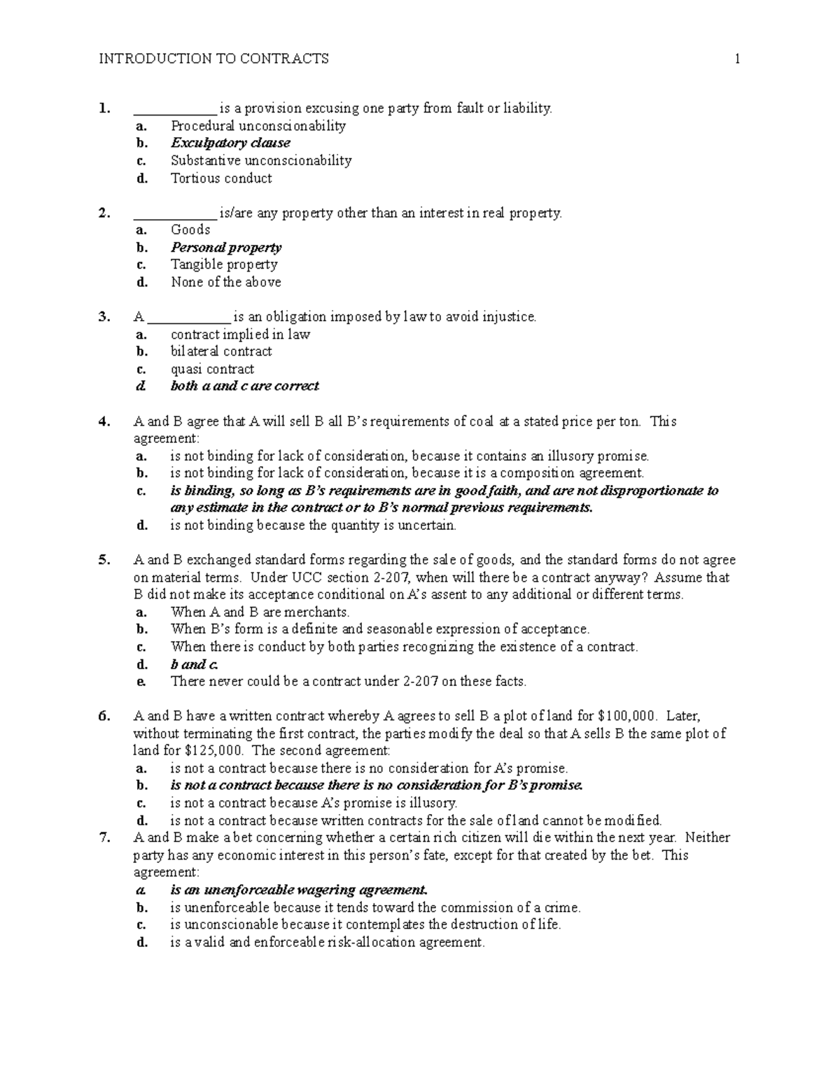 Contracts Combination Students - INTRODUCTION TO CONTRACTS 1 1 ...