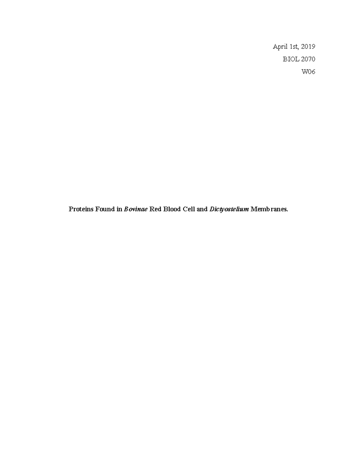 BIOL 2070 Lab 5 - One of the mandatory lab assignments - April 1st ...
