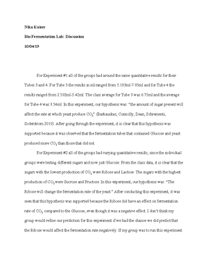 Lab Report Fermentation - Grace Frye Frye 1 Fermentation Lab Report ...