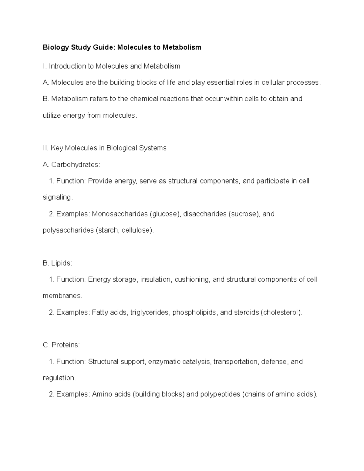 IB Biology Molecules to metabolism 2 - Biology Study Guide: Molecules ...