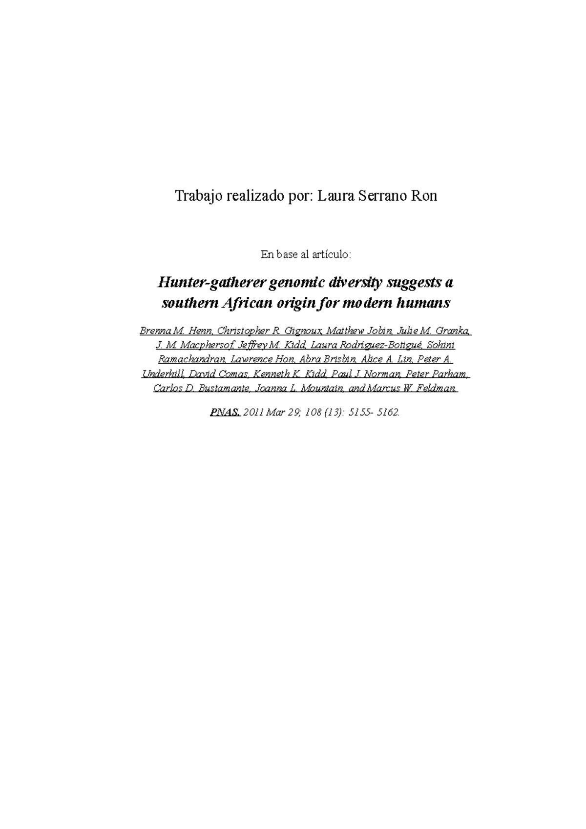 Trabajo Voluntario Laura Serrano Ron - Trabajo realizado por: Laura ...
