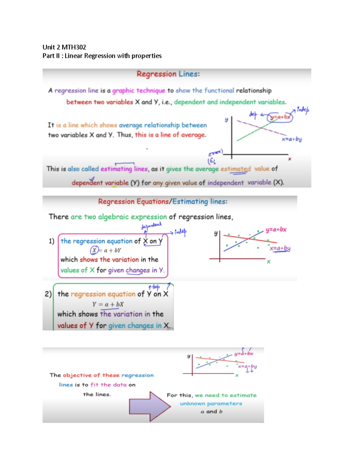 Unit 2 ii Linear regression MTH302 - Unit 2 MTH Part II : Linear ...