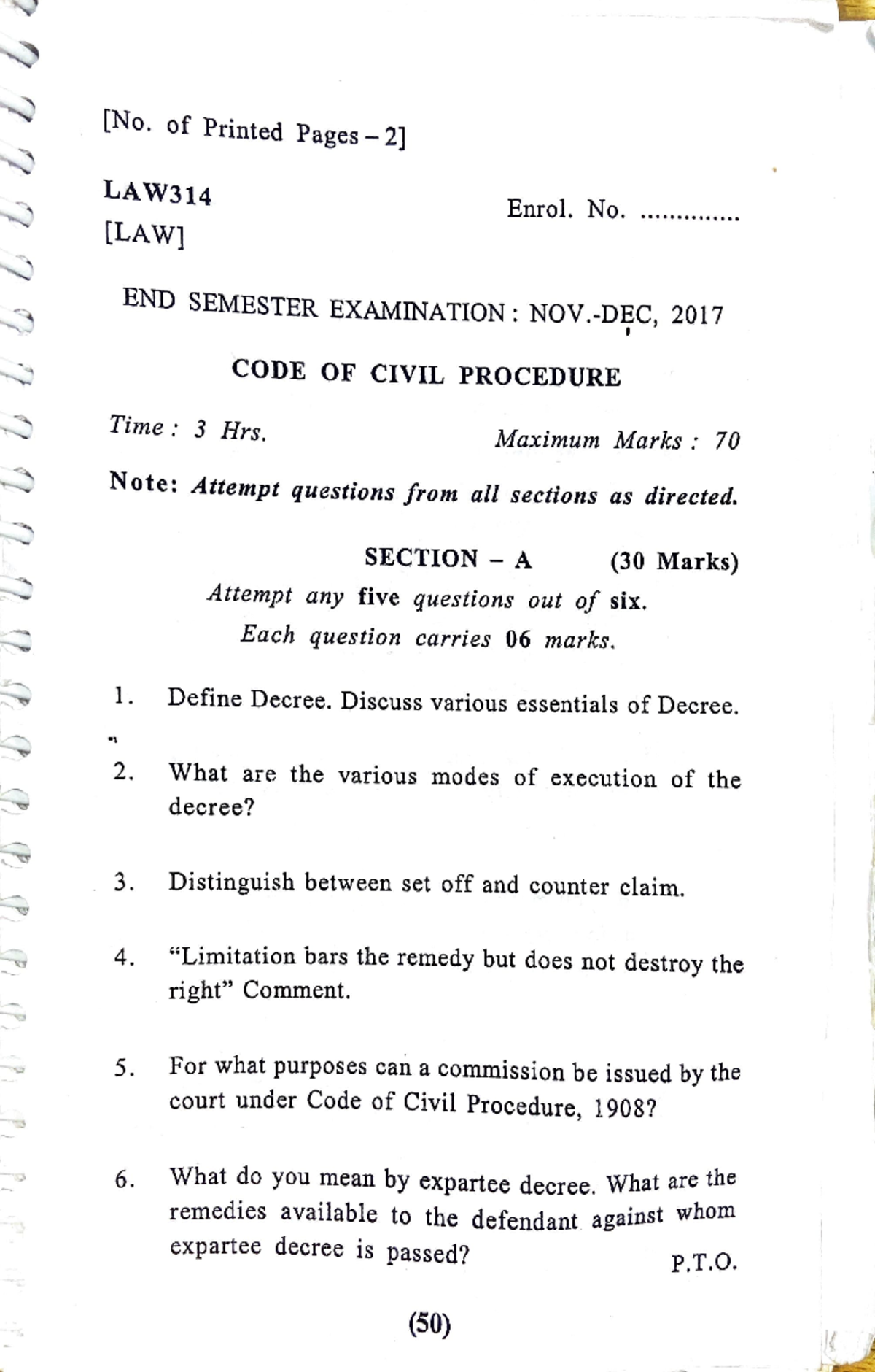 Paper 1 - Questions - BA.llb - Studocu