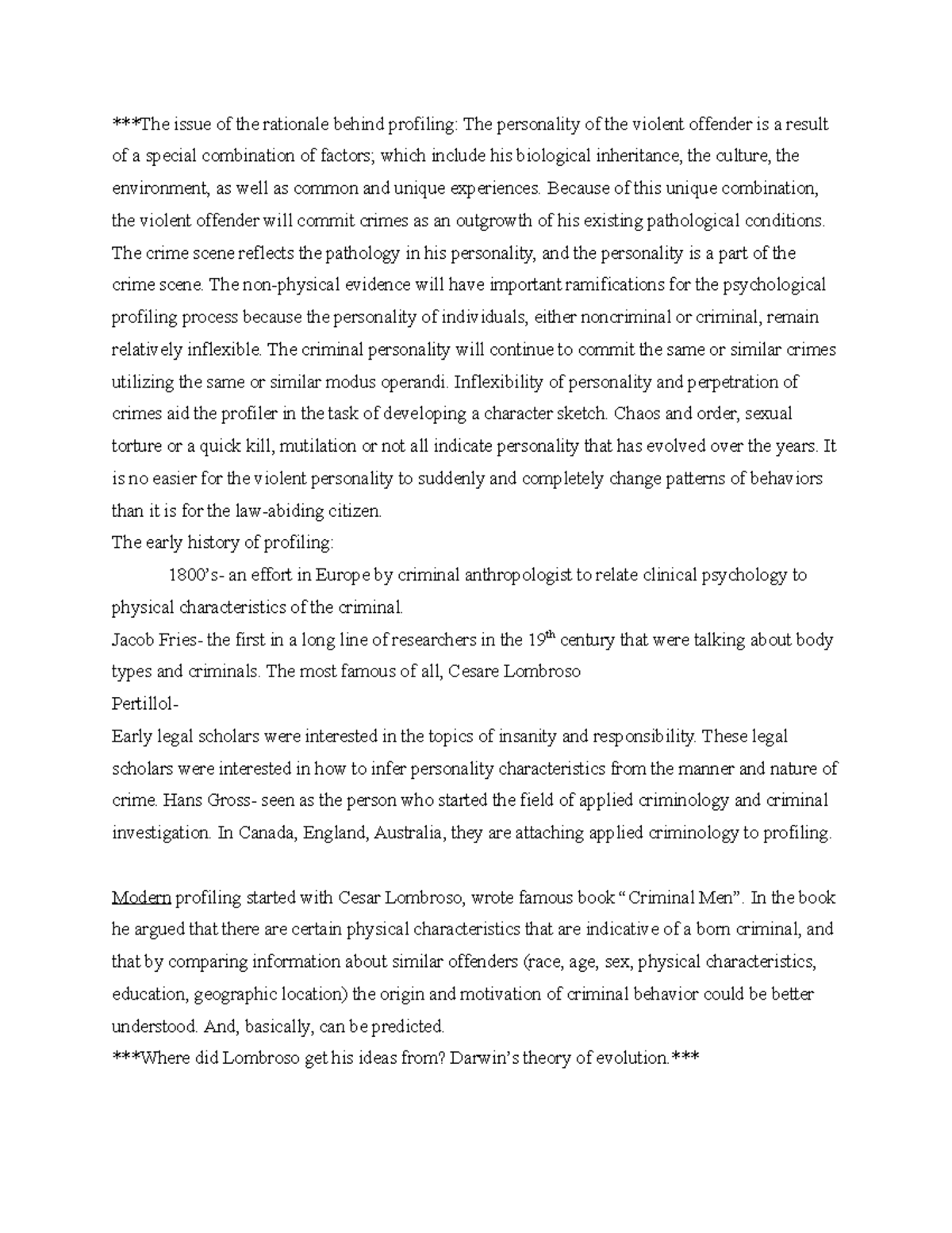 Lecture Notes 15 - ***The issue of the rationale behind profiling: The ...