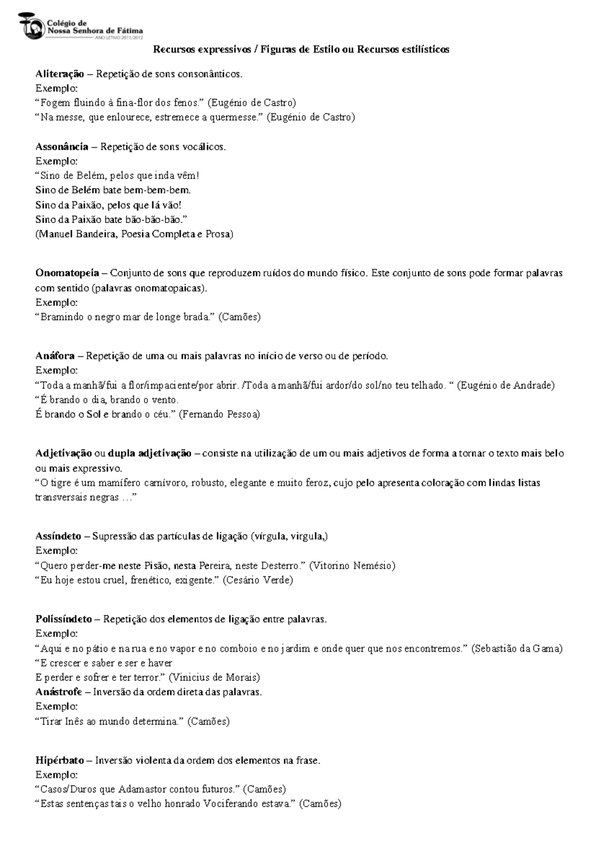 Recursos-expressivos - Recursos expressivos / Figuras de Estilo ou ...
