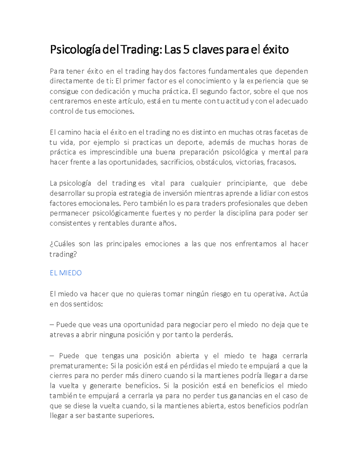 Psicología del Trading 5 claves para el exito - Psicología del Trading: Las 5 claves para el ...