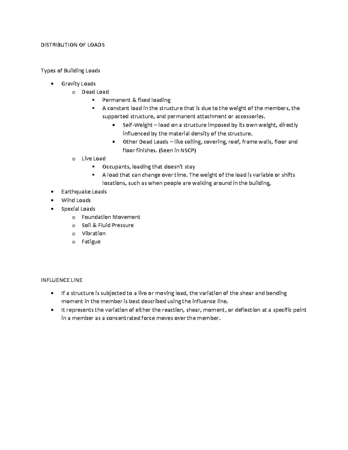 Distribution of Loads - DISTRIBUTION OF LOADS Types of Building Loads ...
