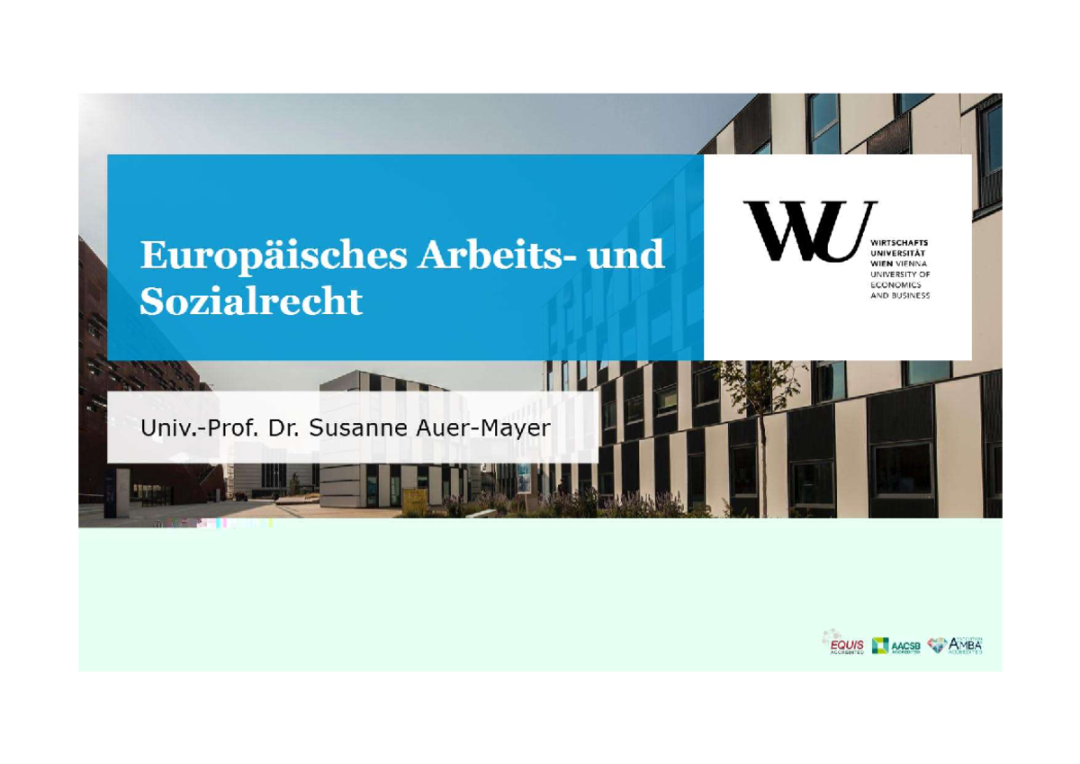 Gesmater Foliensatz Auer-Mayer - Europäisches Arbeits- und Sozialrecht - Studocu