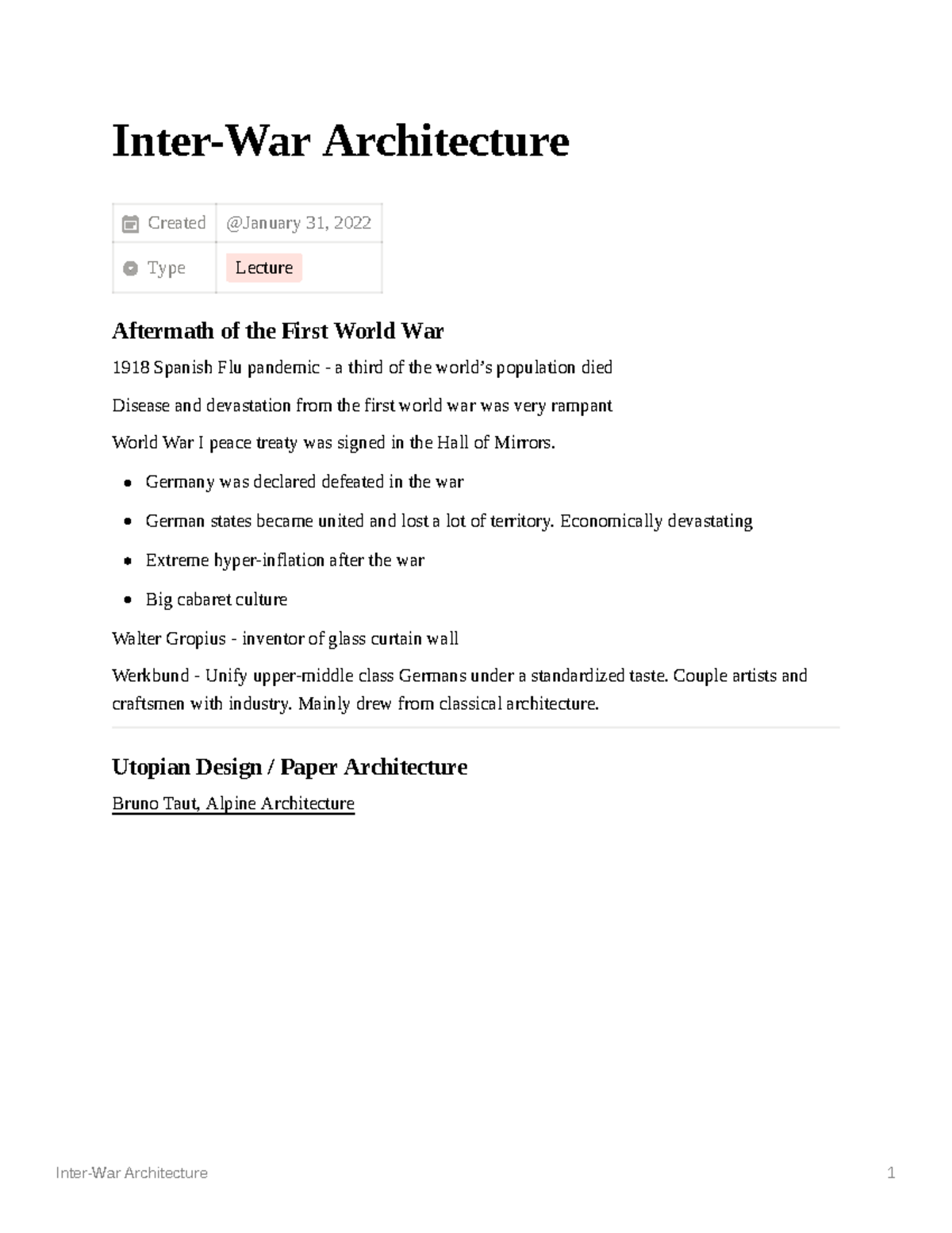 Inter-War Architecture - Architecture Created Type 31, 2022 Lecture ...