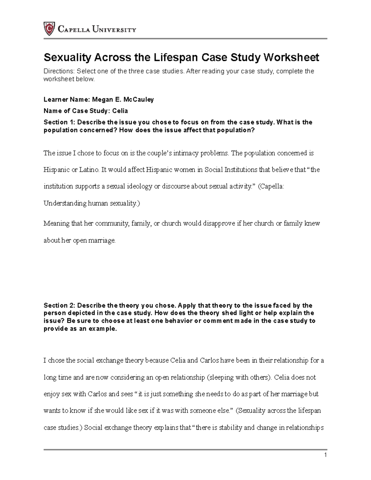Cf u02a1 sexuality worksheet - Sexuality Across the Lifespan Case Study ...