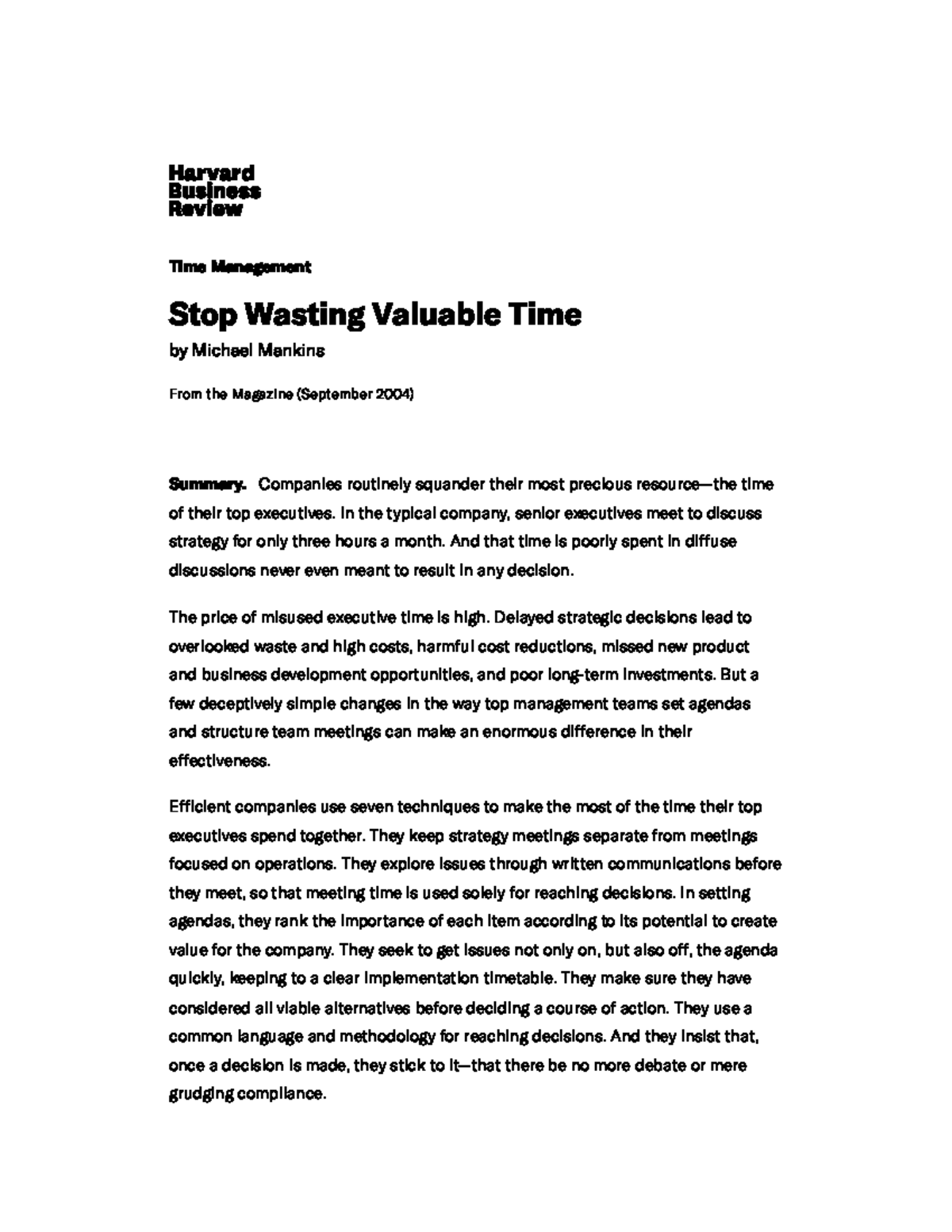 Stop Wasting Valuable Time - Time Management Stop Wasting Valuable Time ...