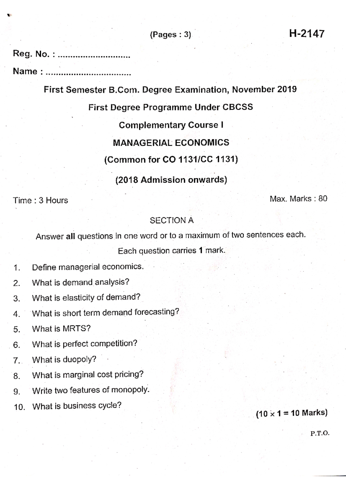 Managerial Economics - bcom finance - Studocu