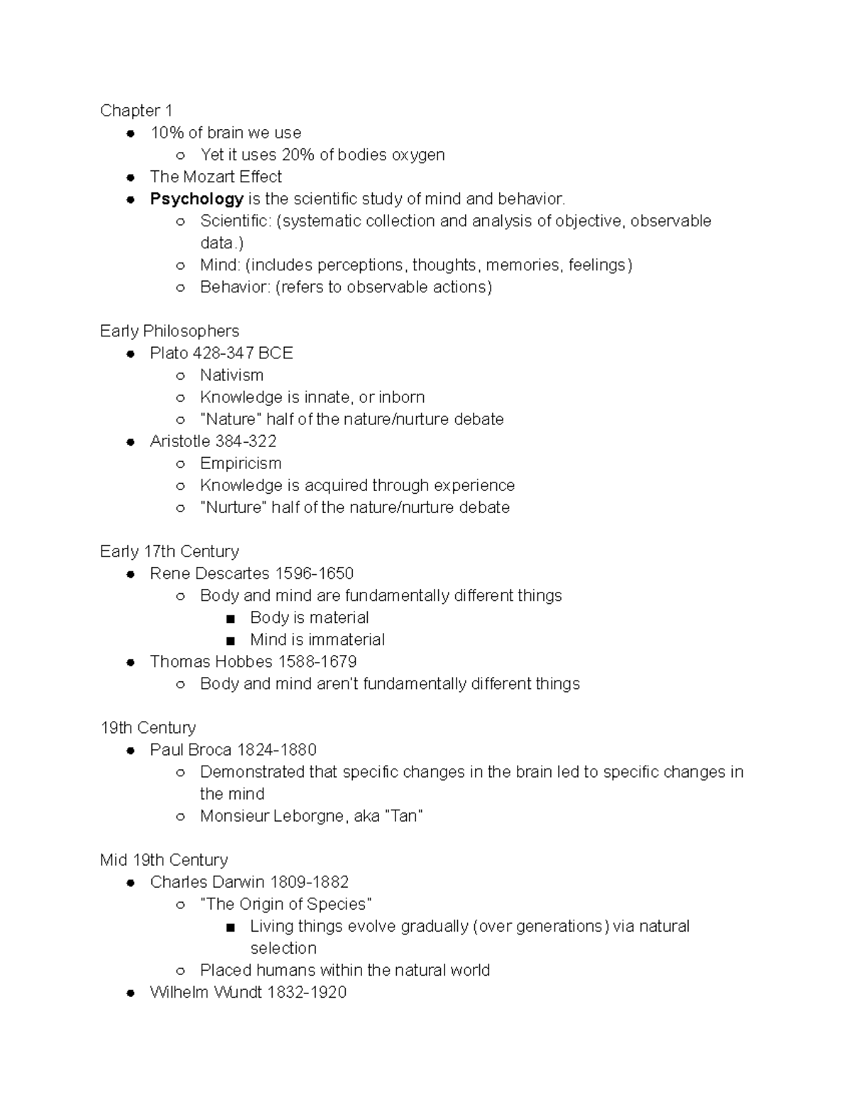 PSY 121 Summary - Chapter 1 10% of brain we use Yet it uses 20% of ...