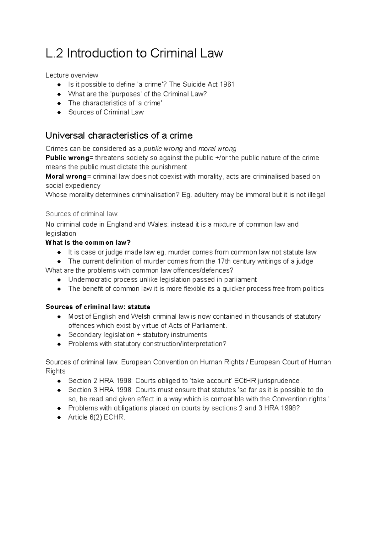 Introduction to criminal law - L Introduction to Criminal Law Lecture ...