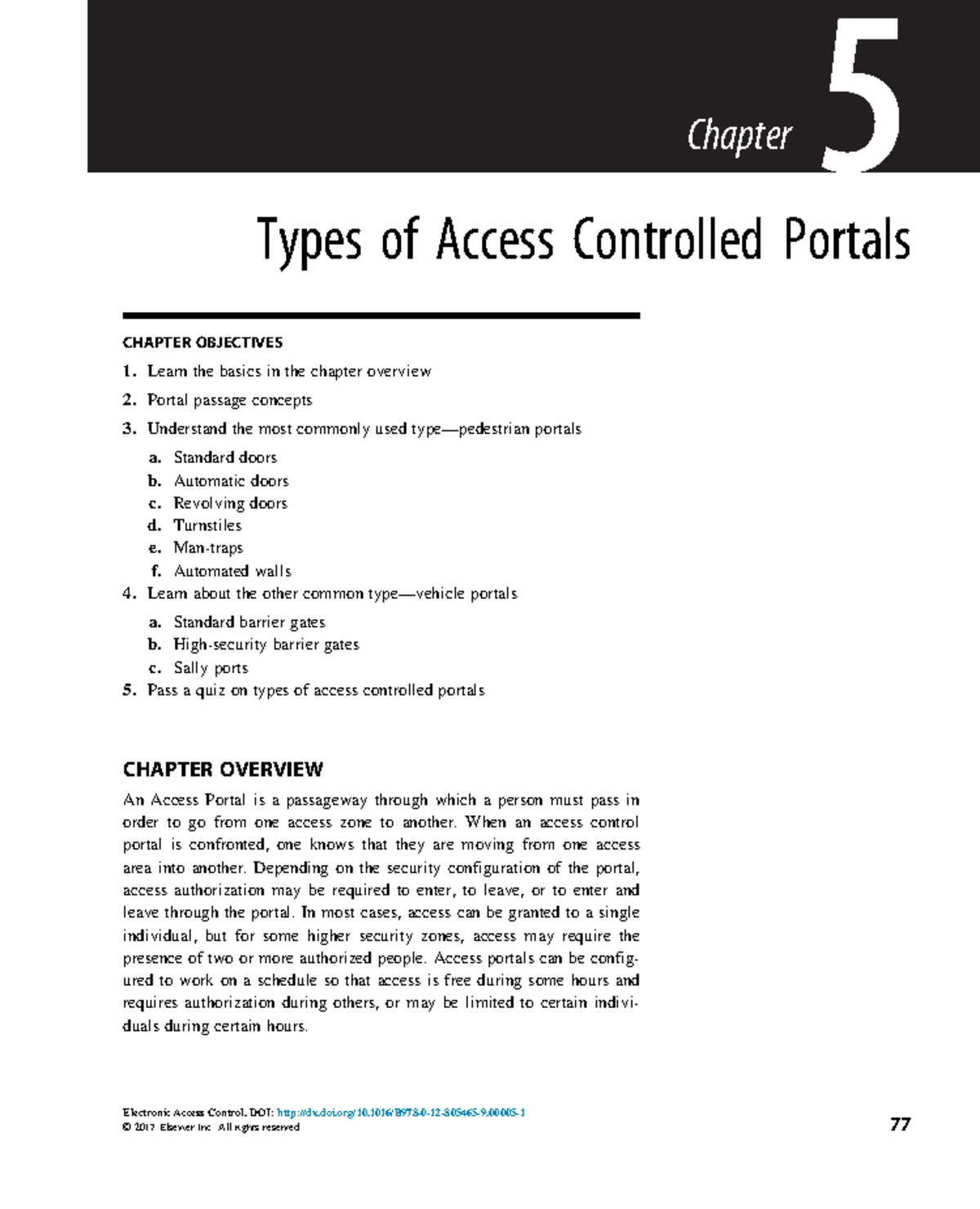 Chapter 5 Types of Access Controlled Portals - Chapter 5 Types of ...