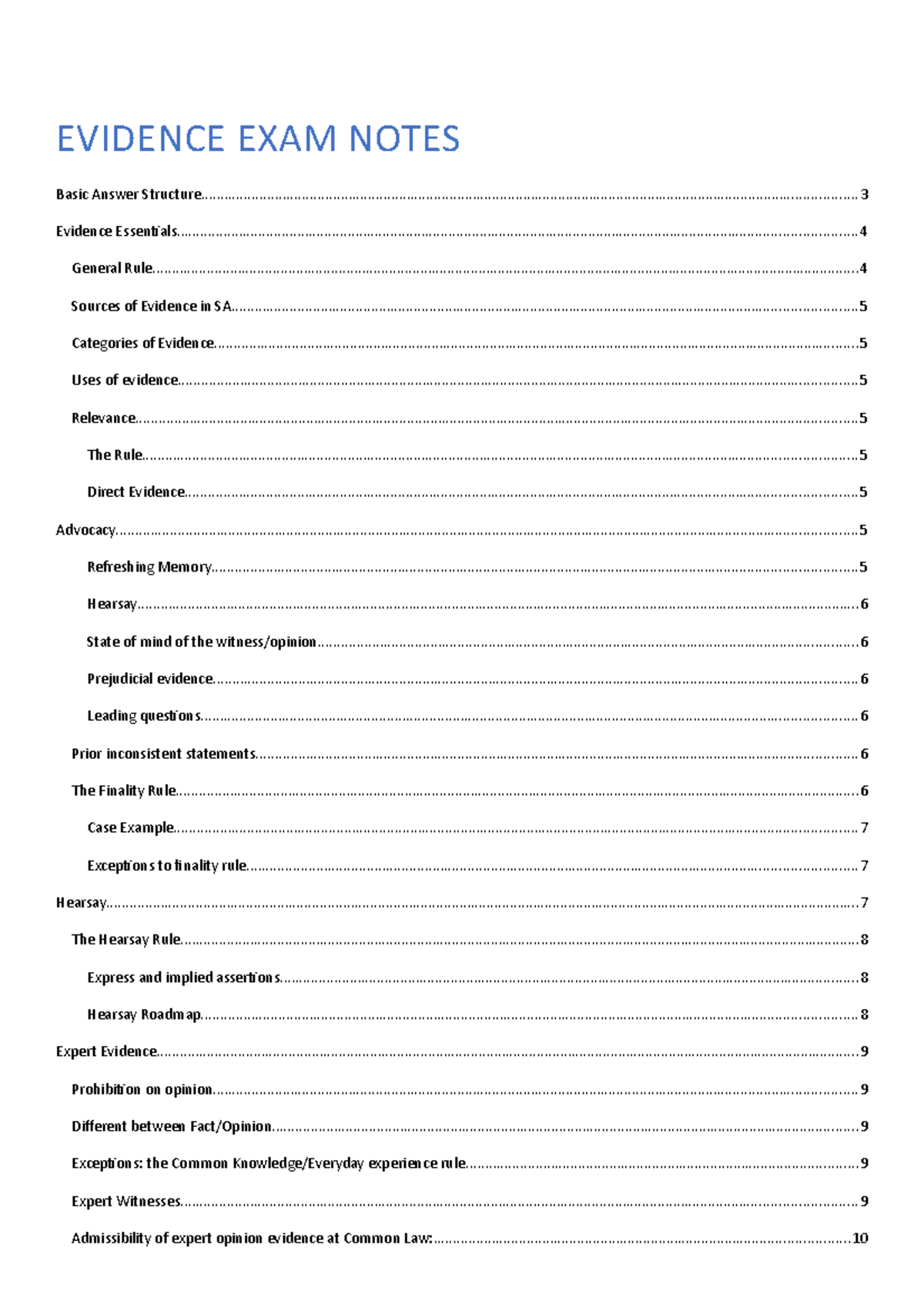 Evidence Exam Notes - EVIDENCE EXAM NOTES Basic Answer - Studocu