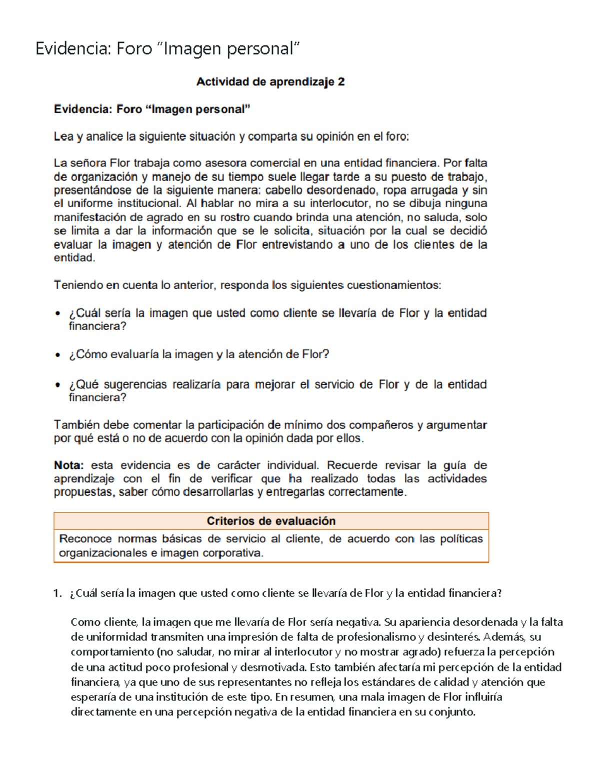 Evidencia Foro “Imagen personal” - Evidencia: Foro “Imagen personal ...